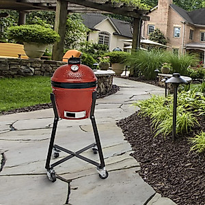 Rolling Cart for Kamado Joe Junior Accessories,Kamado Joe Rolling Nest with Heavy Duty Locking Caster Wheels Powder Coated Steel Rolling Outdoor Cart for Kamado Joe Junior Grill Stand