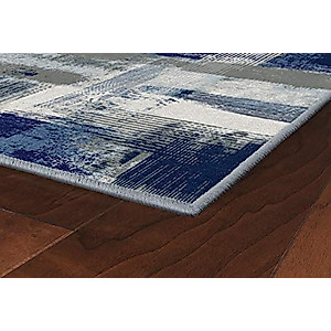 Brumlow MILLS Zora Abstract Machine Washable Indoor/Outdoor Area Rug for Home Office, Living Room or Bedroom Carpet, Dining or Kitchen Runner Rug, 5' x 7'6", Blue