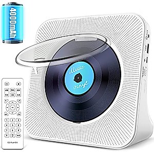 Portable CD Player with Bluetooth: 4000mAh Rechargeable Kpop Music Player with HiFi Speaker,Remote Control,LCD Display,Sleep Timer,Headphone Jack, Supports CD/Bluetooth/FM Radio/U-Disk/AUX