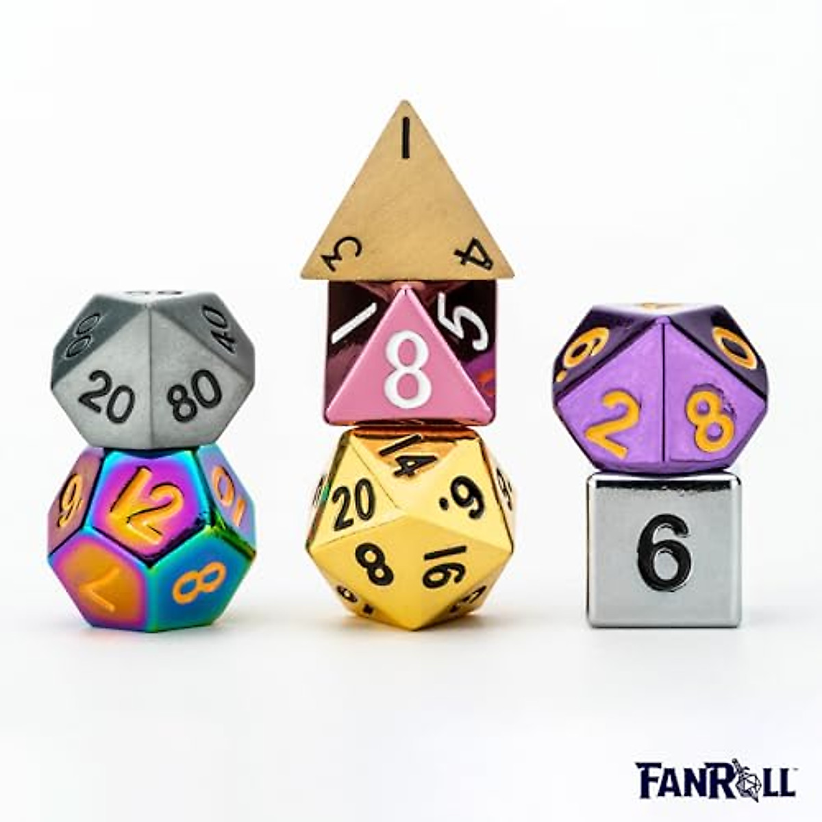 FanRoll by Metallic Dice Games Misfit Metals, Bag of DND Dice, Role Playing Game Dice Accessories for Dungeons and Dragons