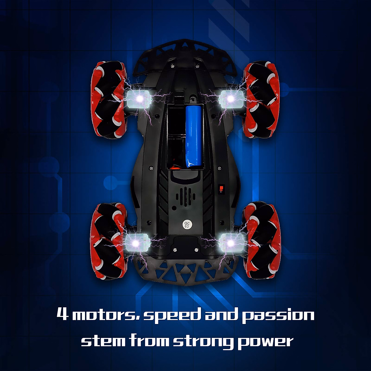 ClassicFun 1:14 Scale Large Remote Control Car,4WD Spray RC Drift Car,RC Crawler Toy Car, Monster Trucks for Boys,Girls,Kids and Adults,with 4 Motors and 3 Rechargeable Batteries (Black Red)