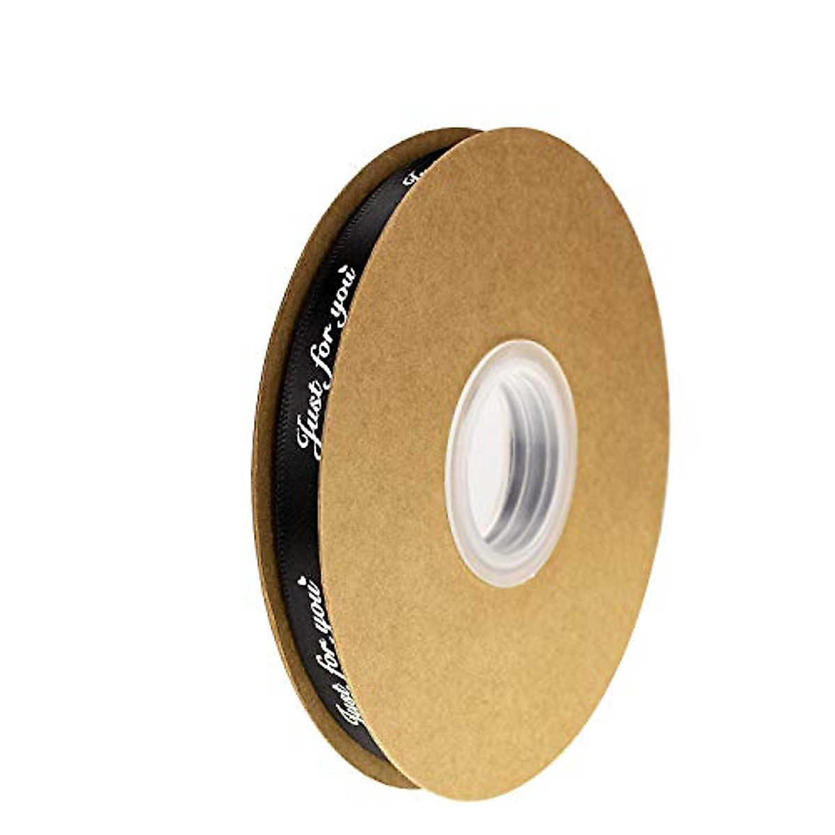 ATRBB 50 Yards 3/8 Inch Wide Just for You Printing Satin Ribbon Perfect for Wedding,Gift Wrapping and Floral Packaging (Black)