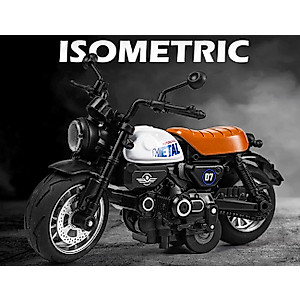 Gilumza Pull Back Motorcycle Toys, Tiny Gift with Music Lighting, Classic Motorcycles Toy for Boys Kids Age 3 4 5 6 7 8 Year Old (White)