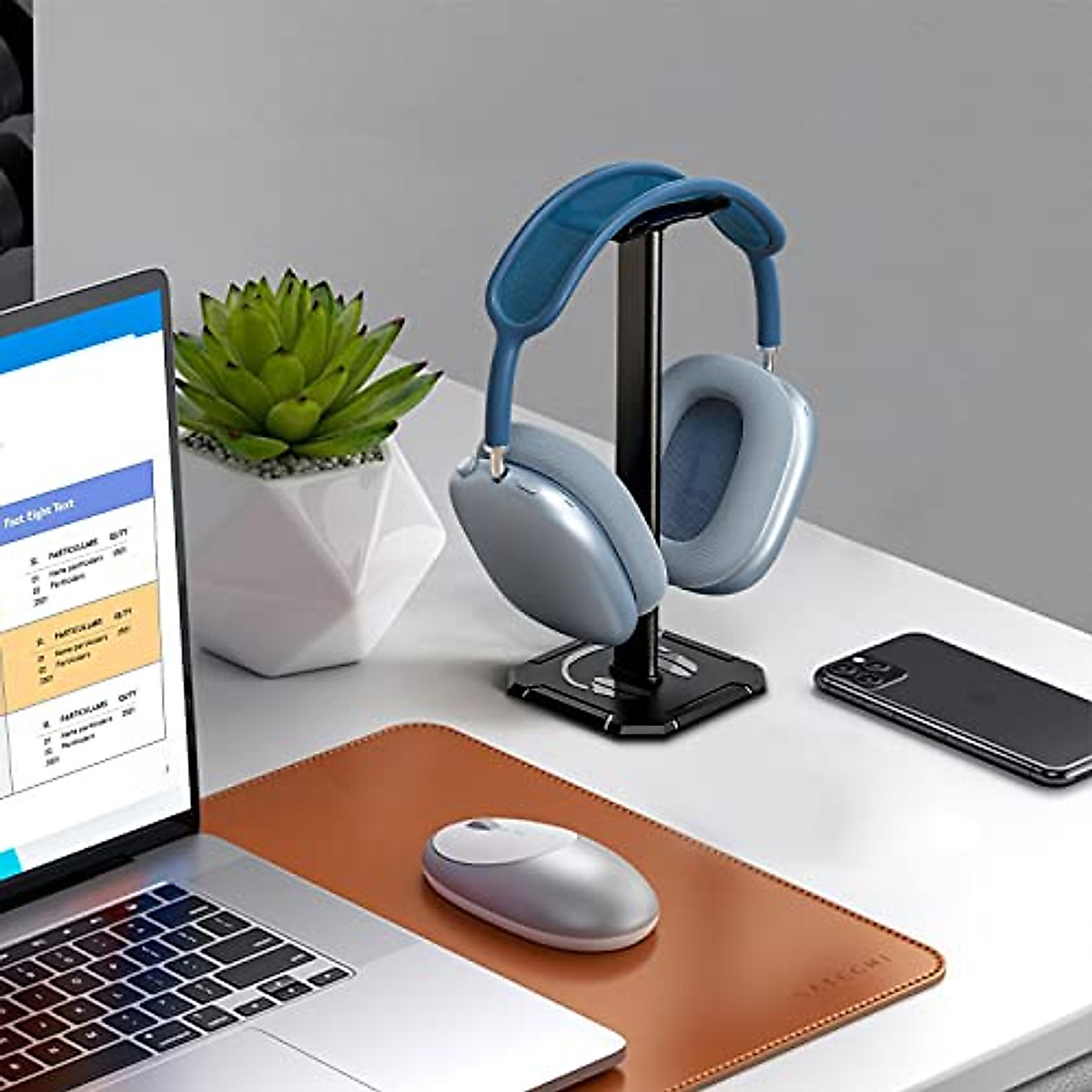 TuparGo Headphone Stand for Desk, Standing Computer Headset Holder,Aluminum Tube Connection and Easy to Assemble ,Suitable for All Over-Ear Headphone (Black, Single)