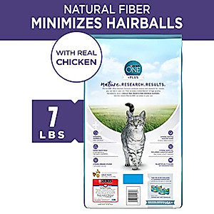 Purina ONE Natural Cat Food for Hairball Control, +PLUS Hairball Formula - 7 lb. Bag