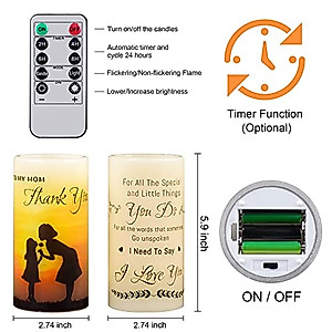 VIODAIM Flameless Candle Gifts for Mom: Birthday Thanksgiving Mother's Day Thank You Mom Candle Gifts for Mother from Daughter or Son Unique Present for Mom Set of 2