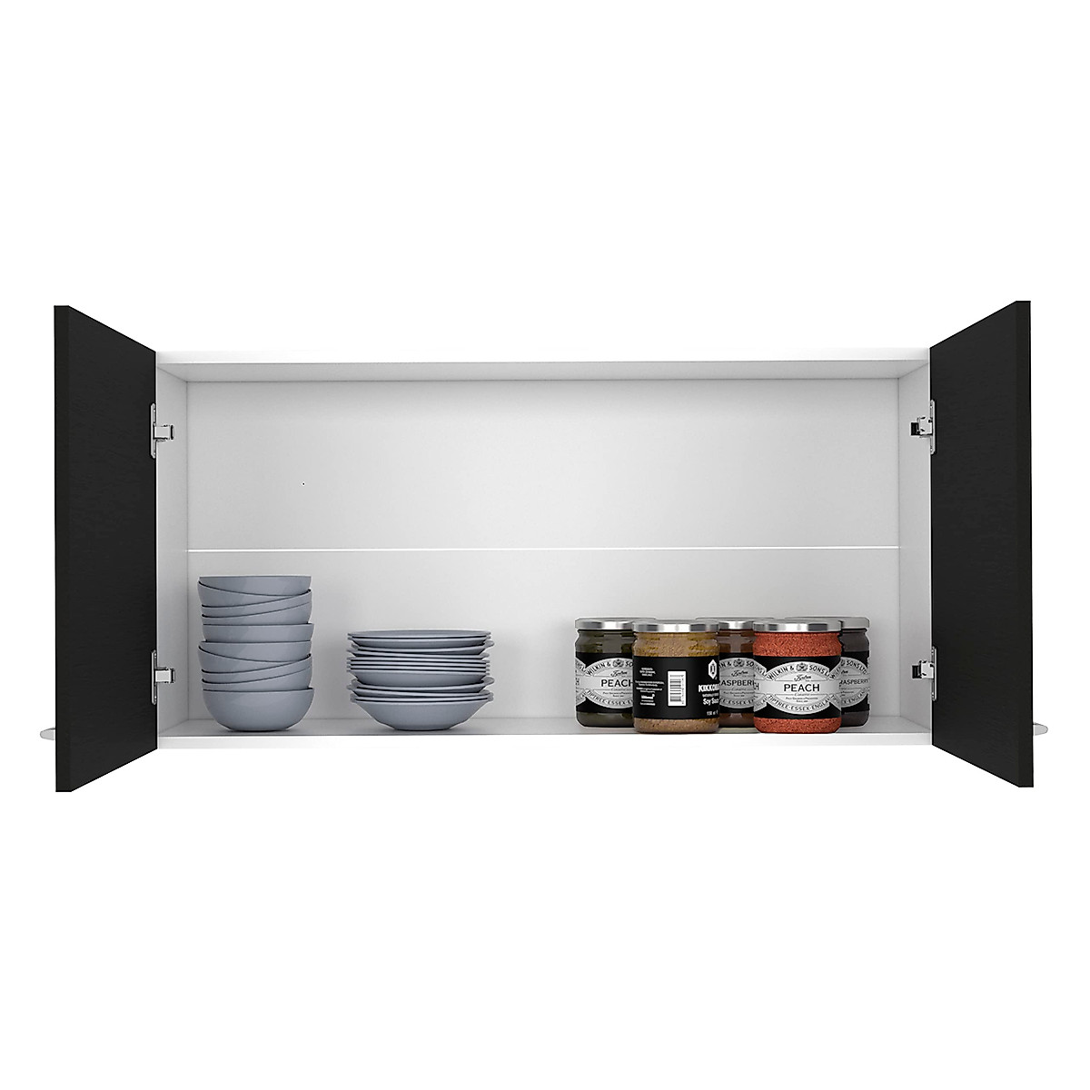 TINGSING Wall Cabinet for Kitchen or Laundry Room Storage, Double Door Cabinet and Shelf, 19.3''H X 39.3''W X 12.6''D, Perfect for Office, Garage or Bathroom, Black