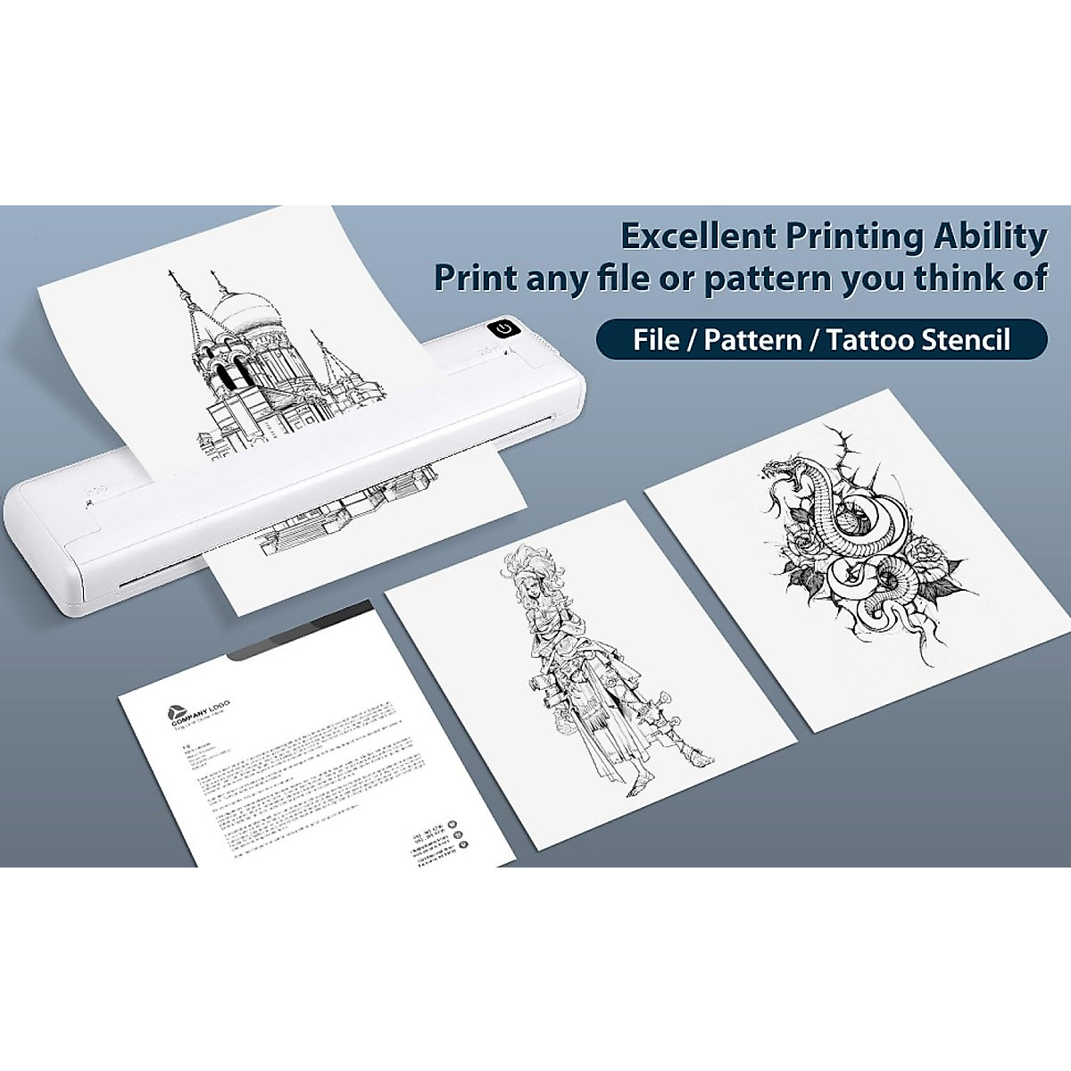 STEIGNER Portable Printer, Thermal Printer Bluetooth, Thermal Printer for Home Use Bluetooth Inkless Printer, Portable Printers Wireless for Travel, Inkless Mobile Printer for Office, Home (White)…