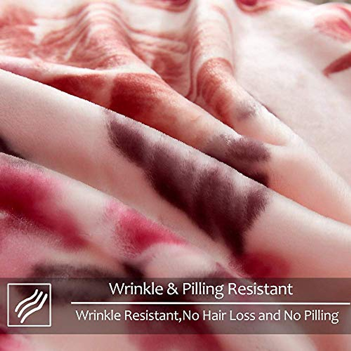 JYK Heavy Korean Mink Fleece Blanket, 5 LB - 2 Ply Reversible 520GSM Silky Soft Plush Warm Blanket for Autumn Winter (Queen, Flower/Burgundy)