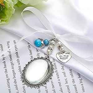 Wedding Bouquet Charm Bouquet Charms for Wedding Memory Bridal Lacy Oval Bridal Charm Bride Angel Charm Memorial Photo Charm You Are Always in My Heart Charm for Bridal Party (Single Pendant Style)