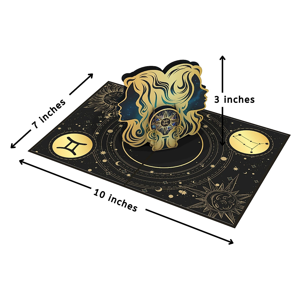 iGifts And Cards Gemini Zodiac Star Sign Birthday 3D Pop Up Greeting Card - Elegant Zodiac Sign Gift, Unique Birthday Present, Astrology Enthusiasts Surprise Celebration, Twin-Themed Party, 5x7