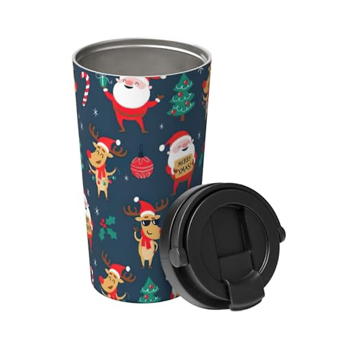 WANGXUEE Santa Claus Christmas Print 500ml Stainless Steel Travel Tumbler Double Wall Vacuum Insulated Coffee Mug