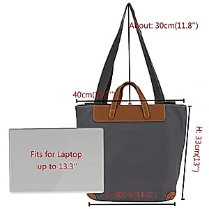 Bydenwely Casual Daily Canvas Tote Shoulder Satchel Bag with Zipper, Multifunctional Practical Large Capacity Handbag for Everyday Carry for Work School Shopping Traveling Beach Sports (Lilac Grey)