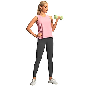 Hiverlay Workout Tank Tops for Women Sleeveless Athletic Cropped Tank Top Sports Gym Muscle Running Shirts Pink M