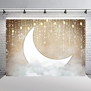Ticuenicoa 7×5ft Twinkle Twinkle Little Star Backdrop Moon Light Clouds Baby Shower Birthday Newborn Photography Background Kids 1st Birthday Wall Decor Party Decorations