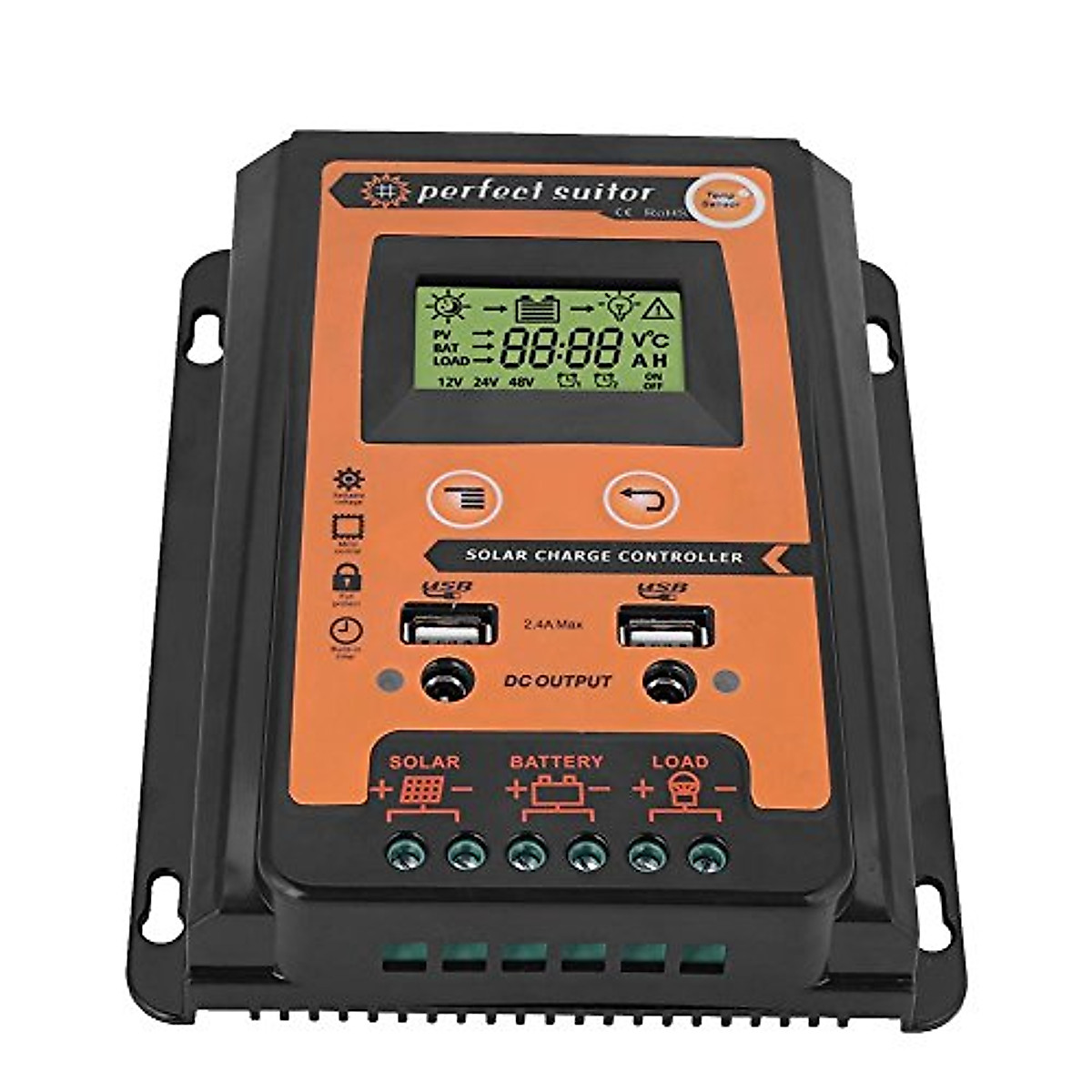 Qiilu PWM Solar Charge Controller Solar Panel Battery Intelligent Regulator with Dual USB LCD Display (30A)