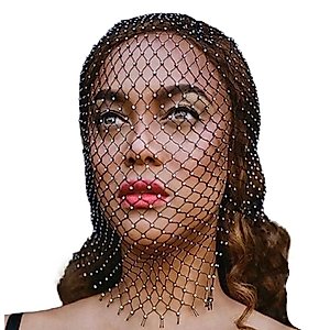 Pinwe Mesh Rhinestone Masquerade Masks Full Face Veils See Through Headscarfs Hairbands Turban Head Covers Wraps