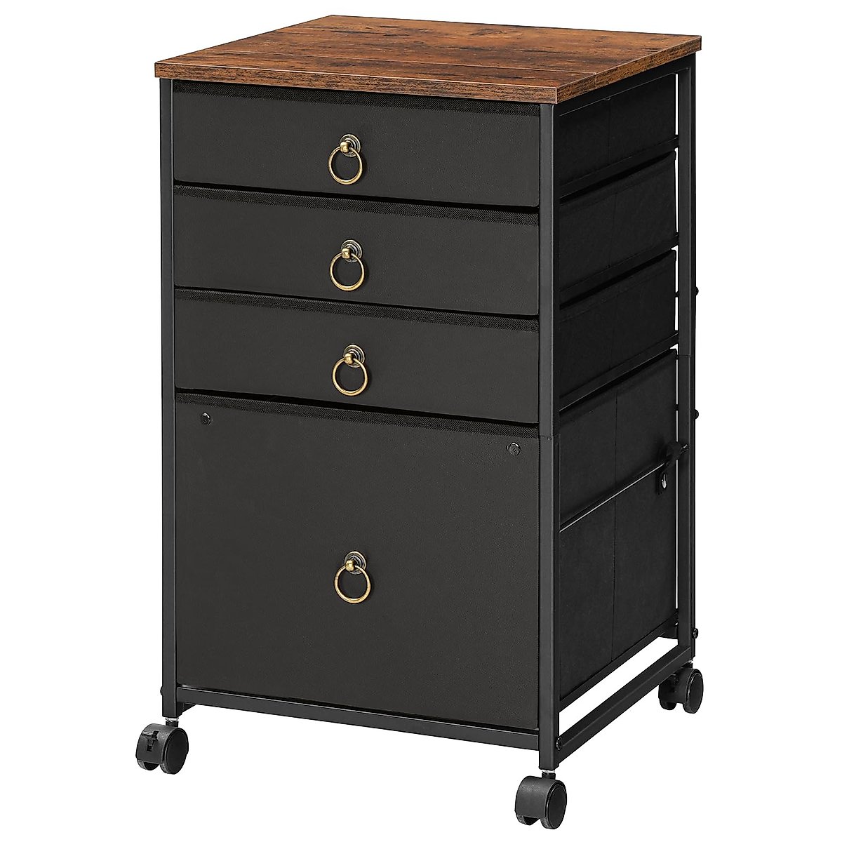 HOOBRO 4-Drawer Mobile File Cabinet, Rolling Printer Stand with drawers, Under Desk Rolling File Cabinets for Home Office, A4/Letter Size, Nonwovens Drawer, Easy Assembly, Black BFK40WJ01