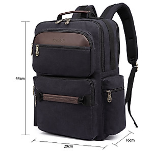 KAUKKO Fashion Spacious Canvas Laptop Knapsack with Sleeve Backpack for Men-Black