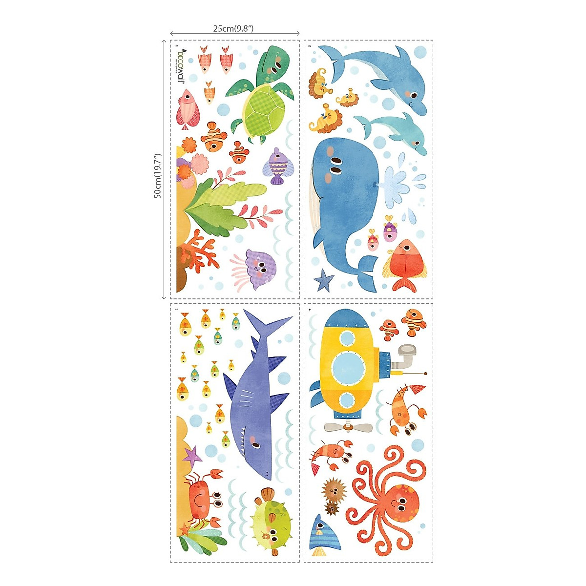DECOWALL DS8-1611 Sea Adventure Kids Wall Stickers Wall Decals Peel and Stick Removable Wall Stickers for Kids Nursery Bedroom Living Room d?cor