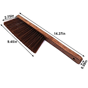Hand Broom Brush, Soft Cleaning Wooden Handle Bench Brush for Woodworking, Car, Fireplace, Furniture, Couch, Carpet (Straight Handle)