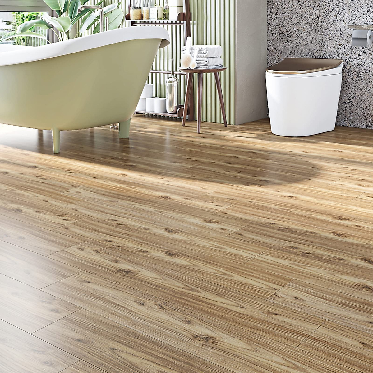 Livelynine 32-Tiles 6X36 Peel and Stick Floor Tile Wood Look Waterproof Vinyl Flooring Self Adhesive Wood Planks PVC Laminate Flooring Renter Friendly Floor Tiles Sticky Tiles Natural Vinyl Plank