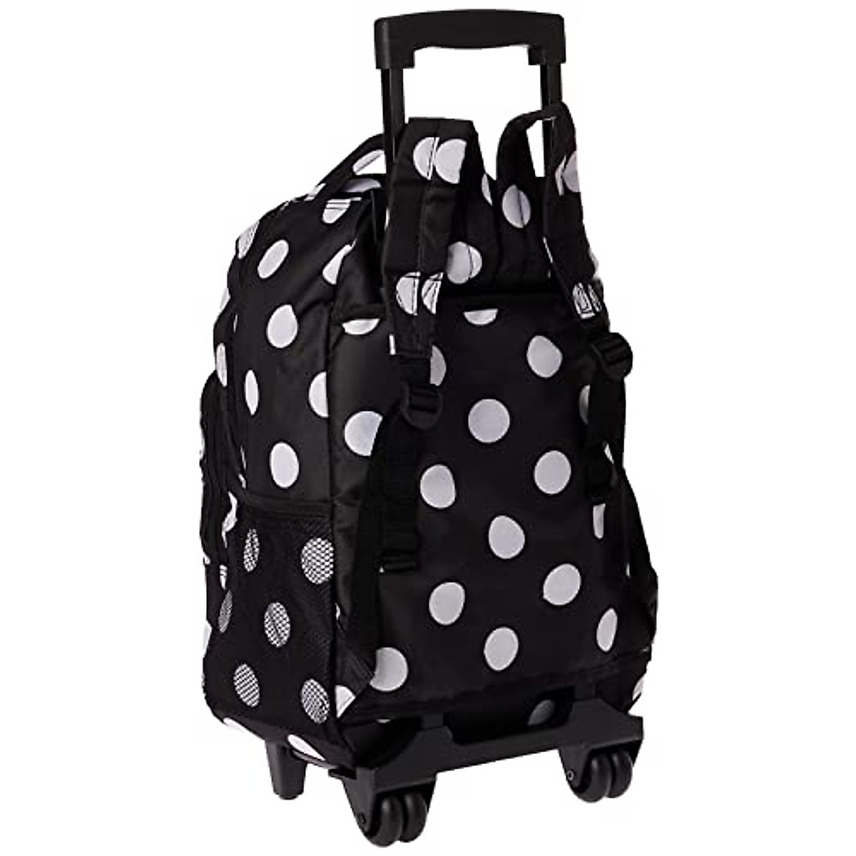 Rockland Double Handle Rolling Backpack, Black Dot, 17-Inch