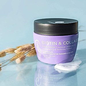 Luseta Biotin & Collagen Hair Growth Set: 16.9oz Shampoo, 16.9oz Conditioner, 3.38oz Serum, and 16.9oz Mask