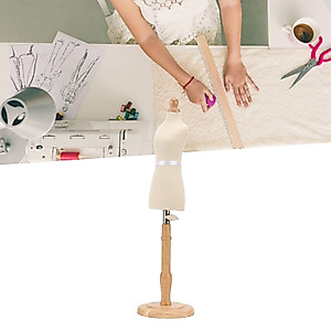 Female Dress Form Teacups Dressmaker Beech Wood Sewing Dress Form with Wooden Base for Clothing Display