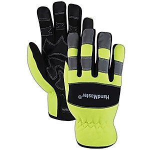 MAGID Handmaster ProGrade Plus Synthetic Suede High-Visibility Glove, 1 Pair, 9/Large, Hi-Viz Black and Yellow