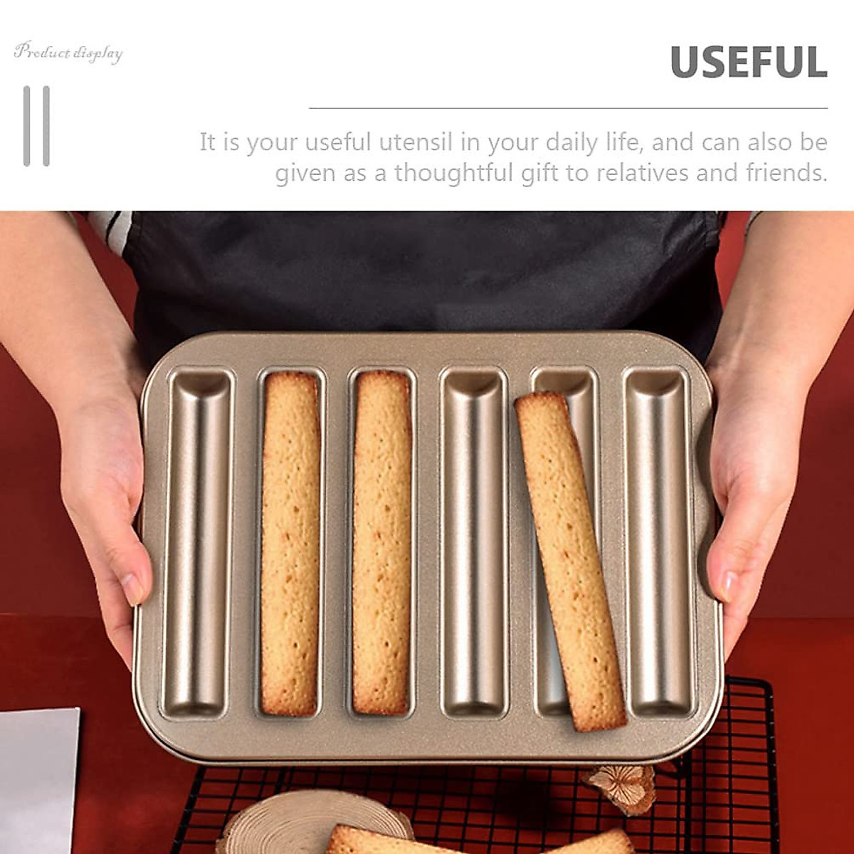 LIFKOME Biscuit Stick Baking Tray Carbon Steel Breadstick Biscotti Ladyfinger Small Muffin Cupcake Tin Tray