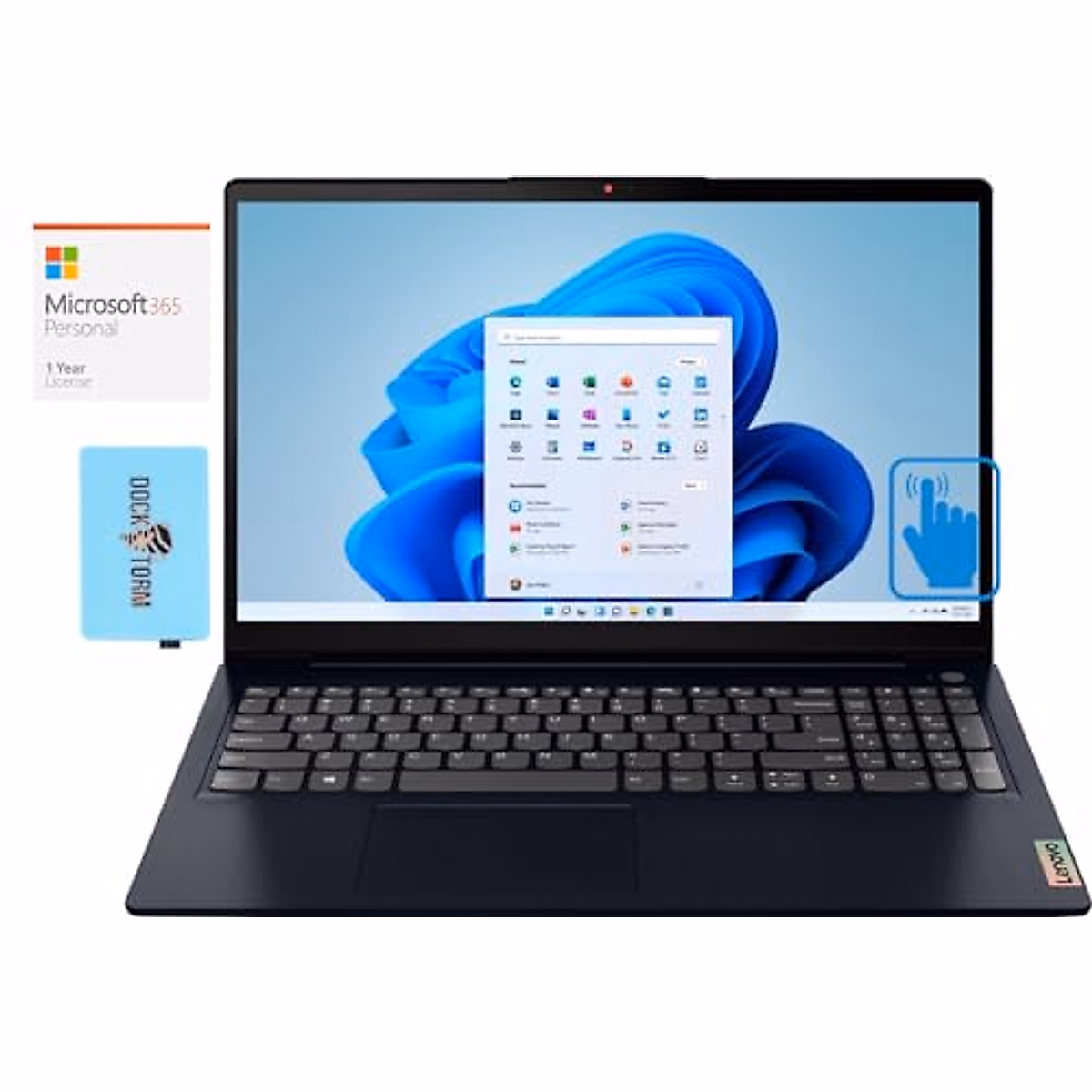 Lenovo IdeaPad 3i Home & Business Laptop (Intel i5-1155G7 4-Core, 8GB RAM, 1TB PCIe SSD, Intel Iris Xe, 15.6" 60 Hz Touch Win 10 Pro) with MS 365 Personal, Dockztorm Hub