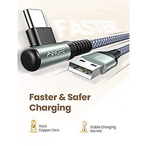 AINOPE USB C Cable 4-Pack [10/6.6/3.3/3.3ft] 3.2A Type C Charger Fast Charging Right Angle, USB C Charger Nylon Braided Compatible with Galaxy S10 S9 S8 Plus S21, Note 10 9 8, LG, Type C Cable