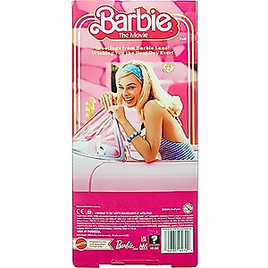 Barbie The Movie Doll, Margot Robbie as Barbie, Collectible Doll Wearing Pink and White Gingham Dress with Daisy Chain Necklace for 6 years and up