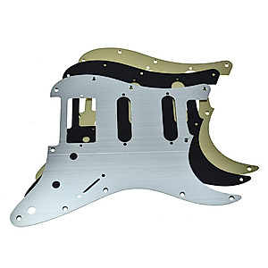 Dopro 11-Hole Aluminum Anodized Modern Style Strat HSS Guitar Pickguard Scratch Plate Fits American/Mexican Fender Gold