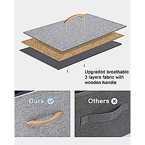 Crestlive Products Vertical Dresser Storage Tower - Sturdy Steel Frame, Wood Top, Easy Pull Fabric Bins, Wood Handles - Organizer Unit for Bedroom, Hallway, Entryway, Closets - 5 Drawers (Light Gray)