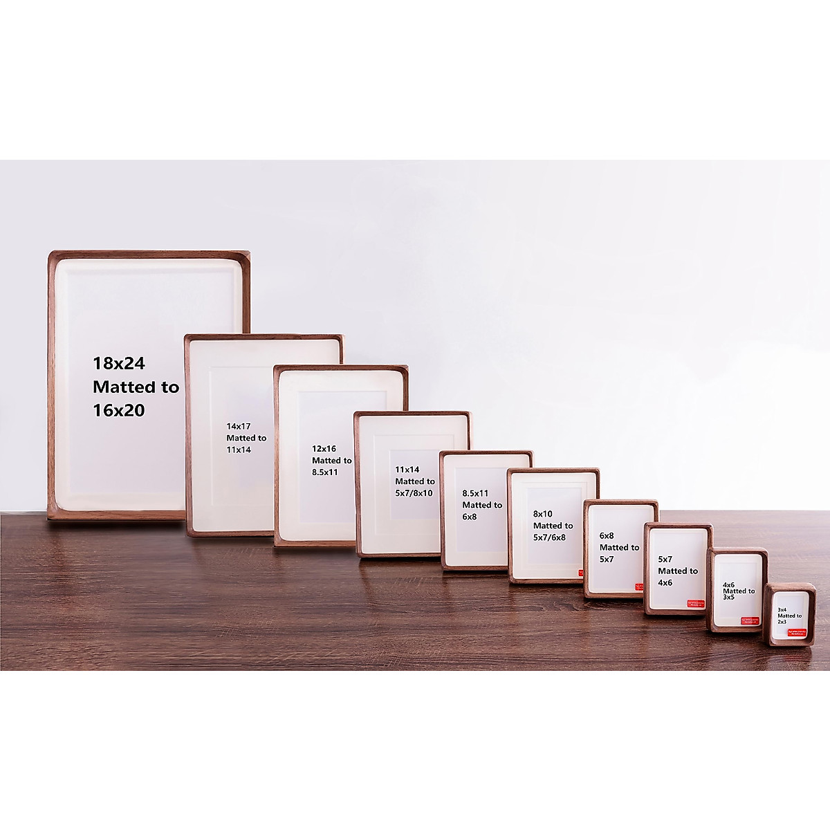 Natural Wood Photo Frames Inspired Tabletop Picture Frame with Mat, Vertical or Horizontal Display (Walnut, 4x6 matted to 3x5)