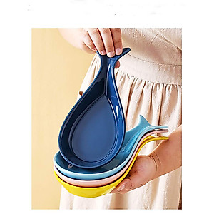 LIANMI Ceramic Spoon Rests for Kitchen Counter, Spoon Rest for Stove Top, Farmhouse Coffee Spoon Rest Utensil Rest Ladle Spoon Holder for Cooking Home Decor (Blue)