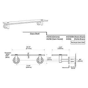 Gatco 4246MX Latitude II Glass Shelf, Matte Black