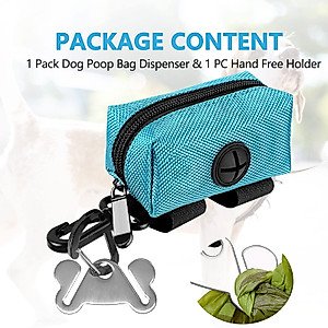 Dog Poop Bag Holder for Leash Attachment Dog Poop Bag Dispenser Dog Waste Bag Dispenser for Leash Accessory Portable Set Fit Dog Leash - Dog Poop Bags Holder & 1 Hand Free Holder Metal Carrier, Green