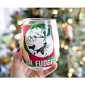 Silver Buffalo A Christmas Story Oh Fudge! Stemless Wine Glass | Holds 20 Ounces