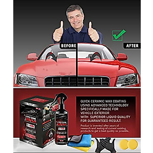 Super Shine Armor Supreme Quality Waterless Wash and Wax Ceramic Coating with Accessories - Clean Vehicle Exterior, Shine, and Protect from Rusting and Scratches with Long Lasting Hydrophobic Effect