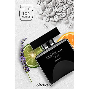 O BOTICARIO Coffee Duo Man Eau de Toilette, Long Lasting Fragrance Cologne for Men, Fresh Spice Scent, 3.4 Ounce