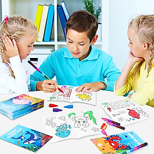 24 Pcs Under the Sea Mini Coloring Books Ocean Animals Party Favors Drawing Book Bulk for Kids Ocean Fish Birthday Party Mermaid Party Goodie Bag Gift Stuffer School Classroom Activity Supplies