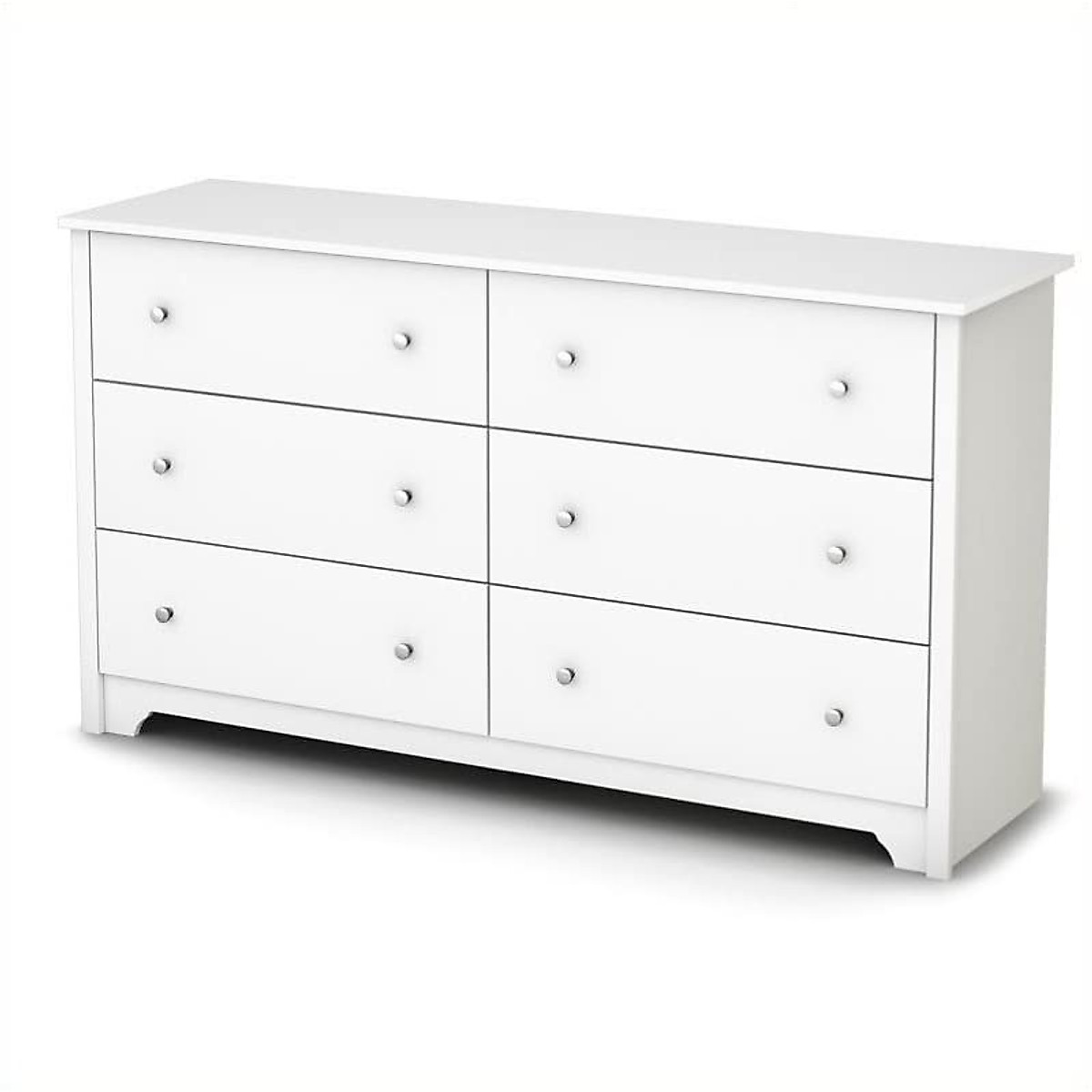 Home Square 4 Piece Modern Bedroom Furniture Set - 6 Drawer Dresser for Bedroom / 5 Chest of Drawers for Bedroom/Small Nightstand with Drawer and Shelf - Set of 2 / White