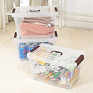 Krihan 14 L Plastic Storage Box with Latch Lid, Clear Latching Box, 6-Pack