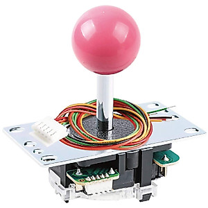 SANWA JLF-TP-8YT Joystick + Sanwa 8 pcs OBSF-30 Push Button Bundle Kit Pink - for Arcade Game 4 & 8 Way Adjustable, Compatible with Catz Mad SF4 Tournament Joystick (Pink Ball Top) S@NWA