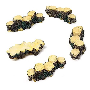 HONBAY 8PCS Mini Resin Wooden Style Benches Artificial Root Stump Miniature Fairy Garden Ornaments for Moss Terrariums Landscape Dollhouse Accessories