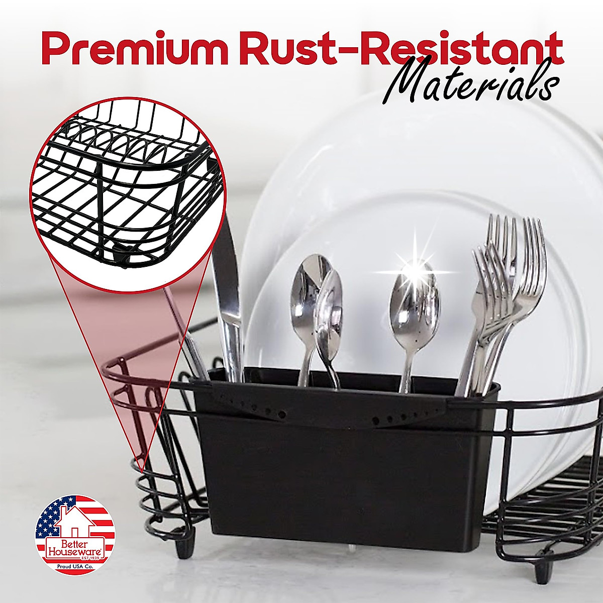 Better Houseware 1420/E Dish Drainer, standard, Black