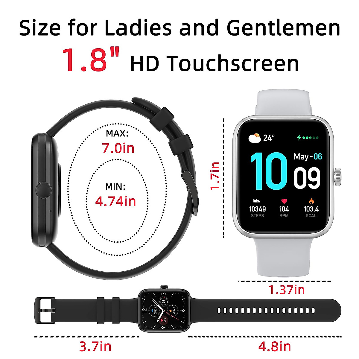 Smart Watch (Answer/Make Call), 1.8" Smartwatch Fitness Tracker for Android and iOS Phones with Heart Rate Sleep Tracking, 132 Sport Modes, Blood Oxygen, Ai Voice Control,Fitness Watch for Women Men